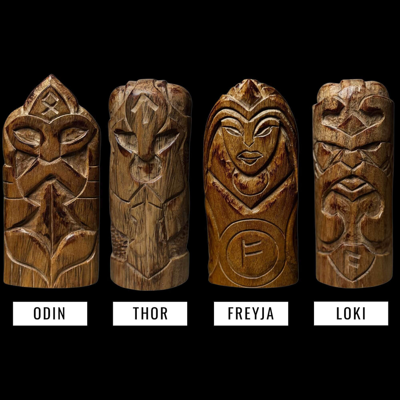 Handmade Norse Gods Wooden Statue